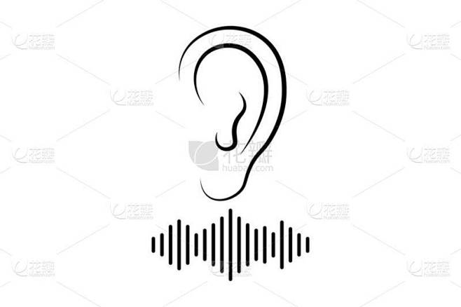 耳朵。简单的图标。平面的图形设计元素.矢量EPS10示例.