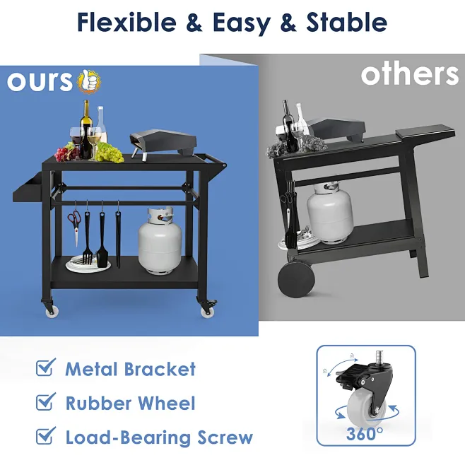 Amazon.com: Xilingol Outdoor Grill Cart Pizza Oven Stand, BBQ Prep ...