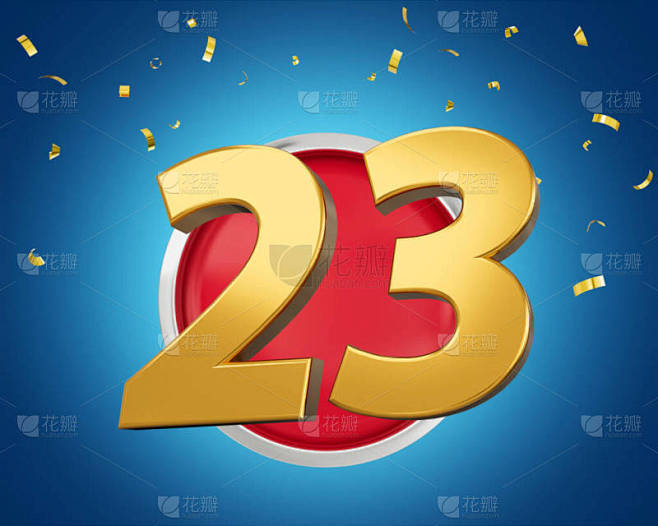 23号黄金23号23号有颗粒的四角红离子，3D图解