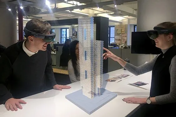 A composite image demonstrating how Perkins+Will is utilizing Microsoft ...