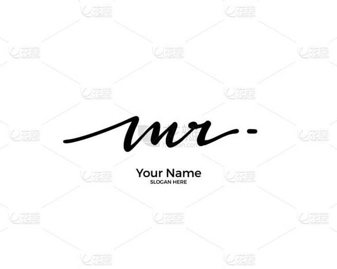 M R MR initial logo signature vector. Handwriting