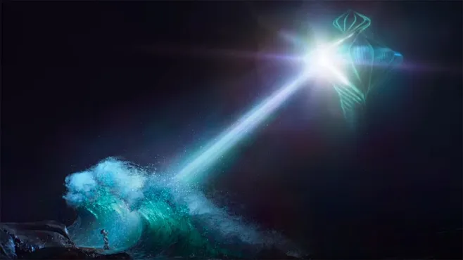 Screenshot from the animated sci-fi movie Elio. A black diamond-shaped ...