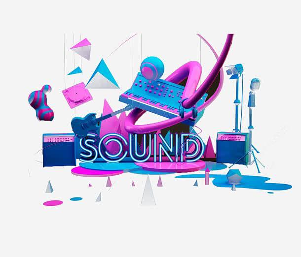 三维立体音乐元素png免抠素材_新图网 https://ixintu.com 音乐 乐器 话筒 吉他 三维 立体3D C4D-花瓣网