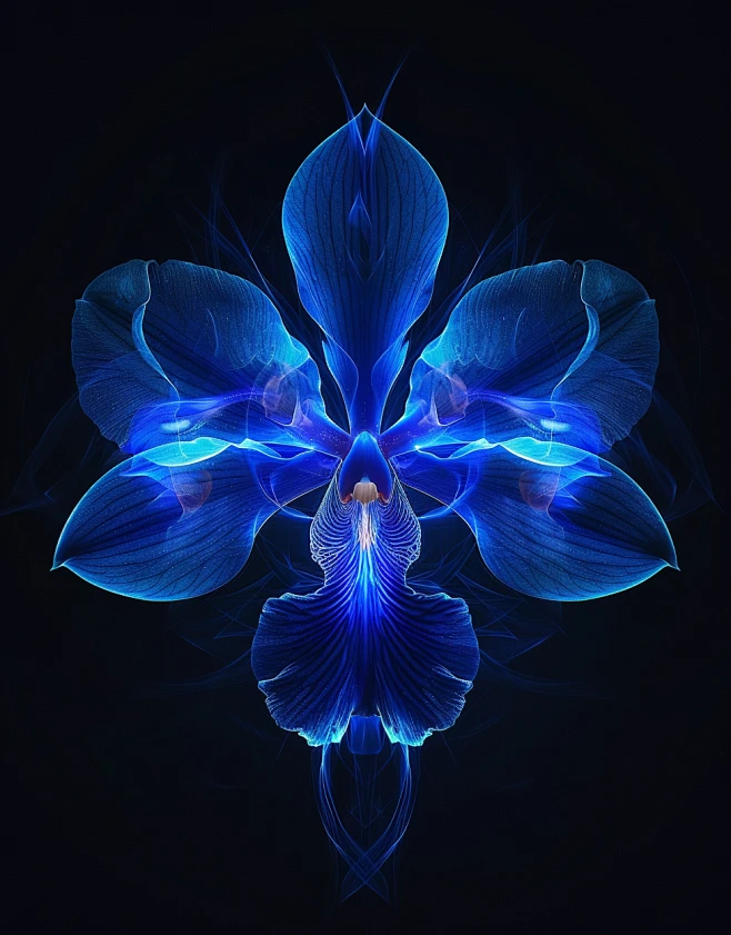 hahas0817_A_dark_blue_orchid_flower_with_an_extremely_complex_a_16a07df4-bfa5-44d3-89a5 ...