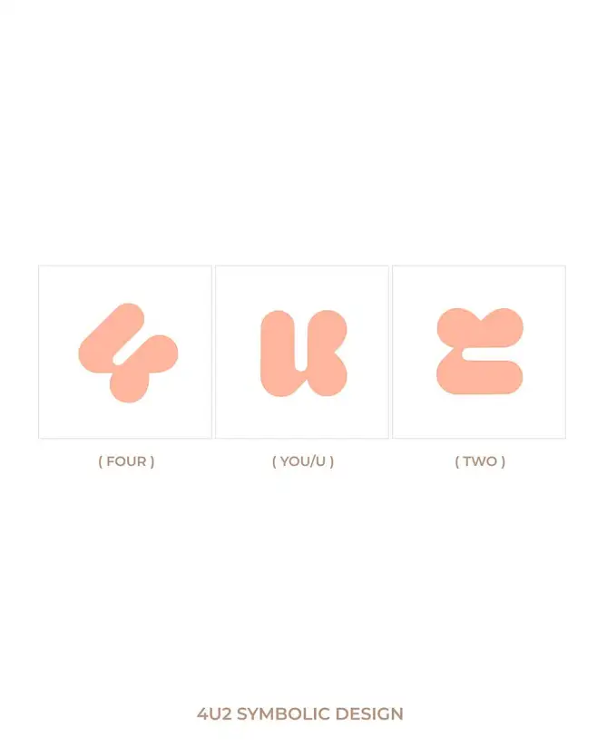 Photo by 4U2 Cosmetics on February 24, 2025. 포스터 및 문구: 'u (FOUR (YOU/U) (.WO) 4U2 SYMBOLIC ...
