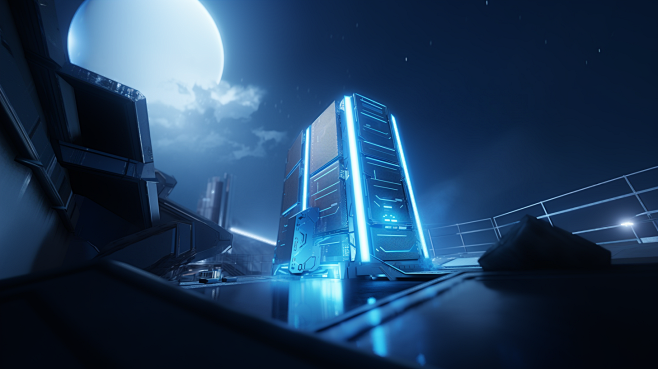 ls7623_Blue_computer_tower_futuristic_style_sophisticated_devic ...