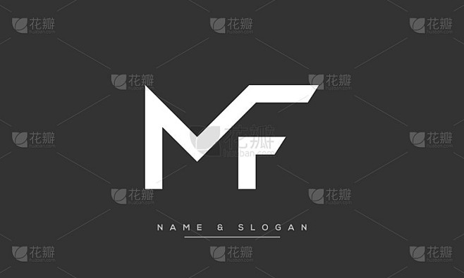 MF或FM字母抽象图标标识向量