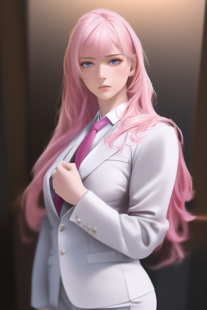 【接单】粉发女白领-角色生成-AI生成-微元素 - Element3ds.com!