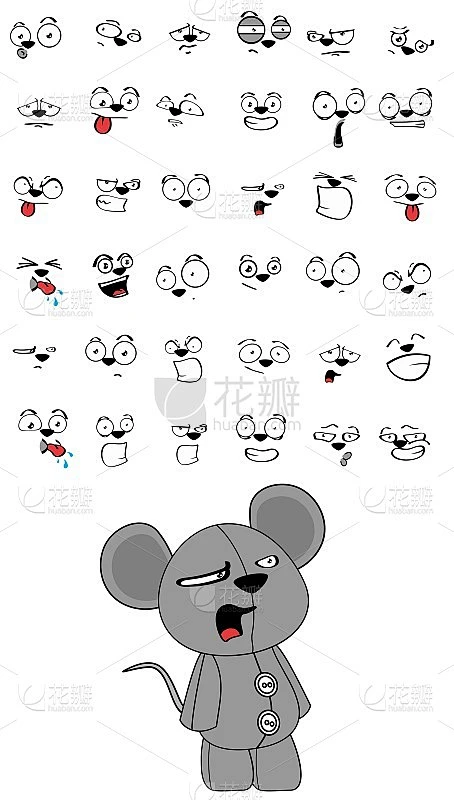 kawaii baby mouse cartoon expressions collection s素材-花瓣网