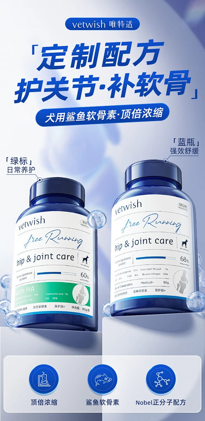 【VETWISH医护版狗狗软骨素】vetwish唯特适医护版狗狗鲨鱼软骨素狗狗关节 医护版90g/120片【行情 报价 价格 评测】-京东-花瓣网