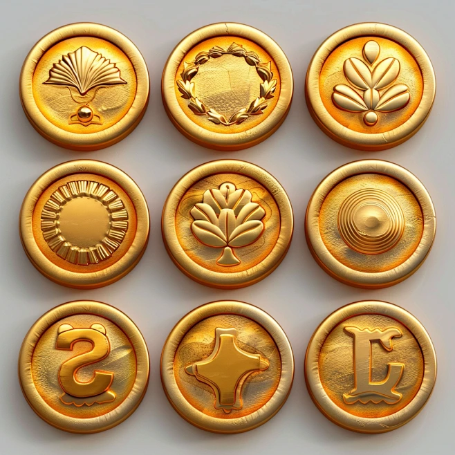 pinkstonionatan_Ancient_Roman_Gold_Coins_3D_Rendering_Cartoon_S ...