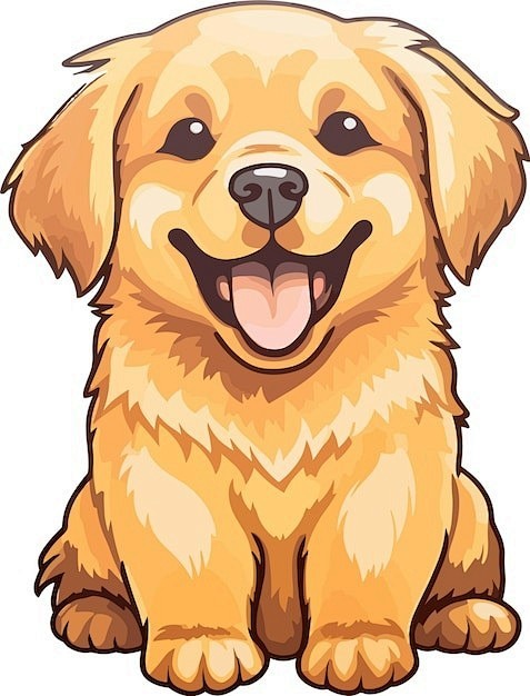 手绘金毛犬小狗插画矢量图设计素材