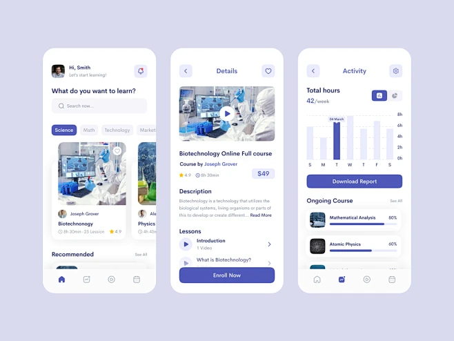 E-learning Mobile App android app course app devignedge e-learning app ...