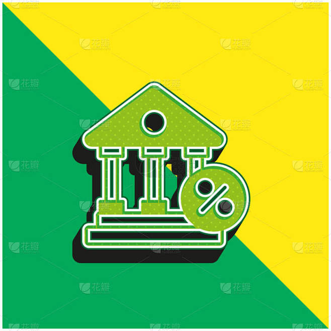 Bank Green and yellow modern 3d vector logo