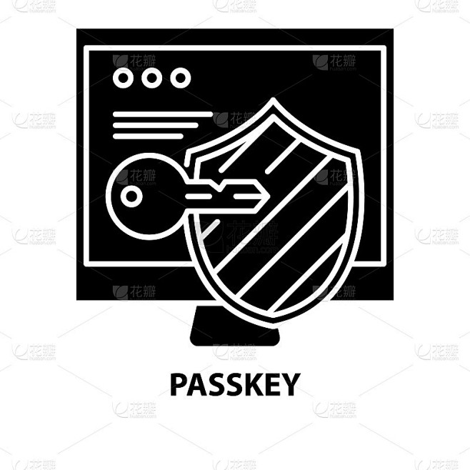 passkey icon, black vector sign with editable stro