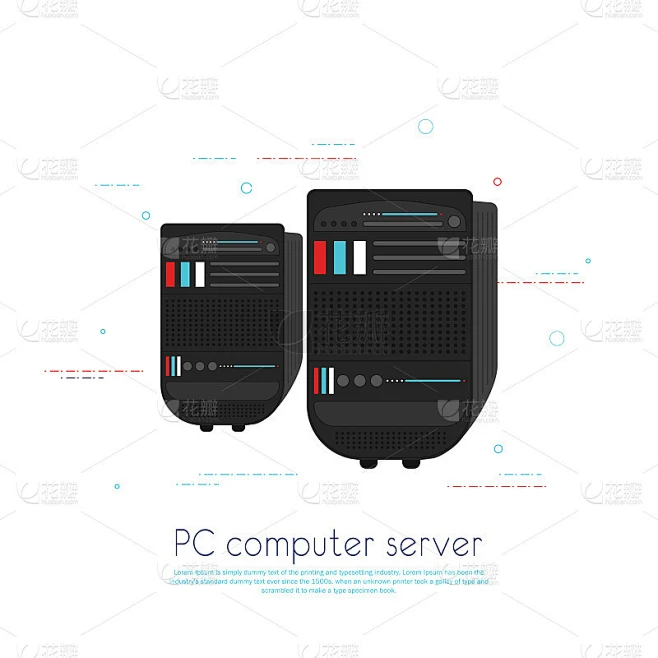 Computer Server flat design素材-花瓣网