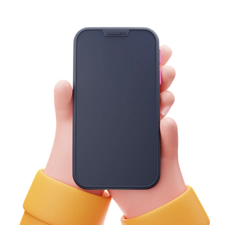 Mobile in Hand 3D Illustration-花瓣网