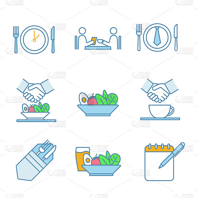 Business lunch icons