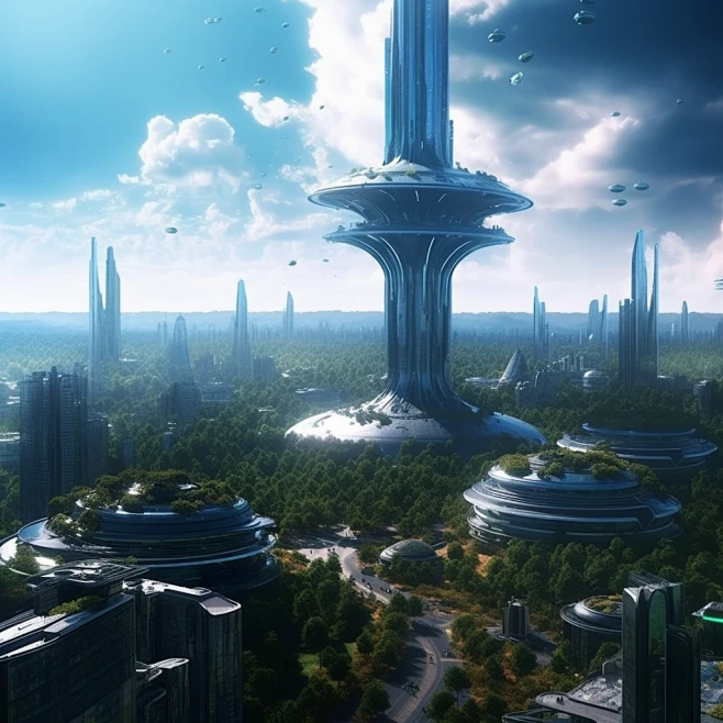futuristic civilization, 4k, 16:9-花瓣网