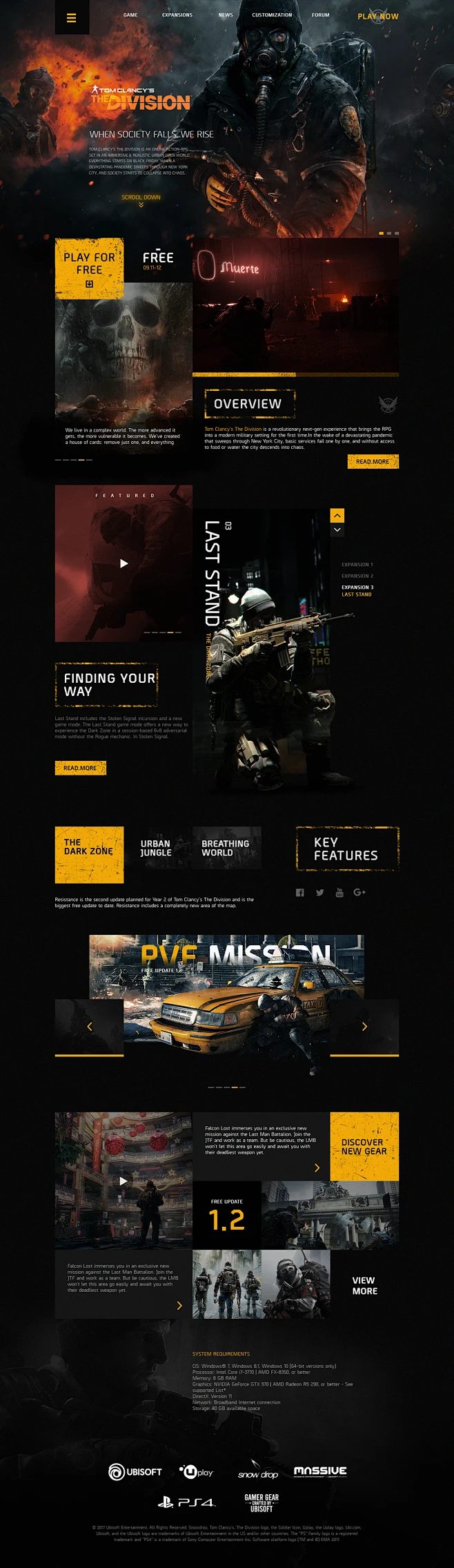 game Tom Clancy the division Website Layout design Web FPS yellow black-花瓣网
