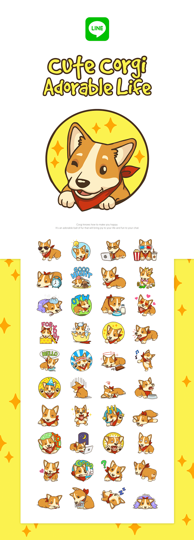 Cute Corgi - Stickers for LINE : Haven't had enough Corgi? This sticker ...