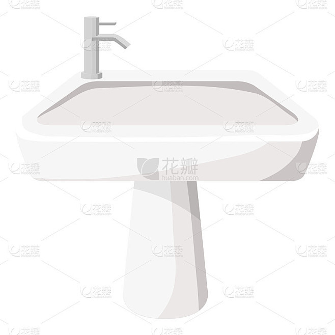 卡通矢量插图对象浴室水槽