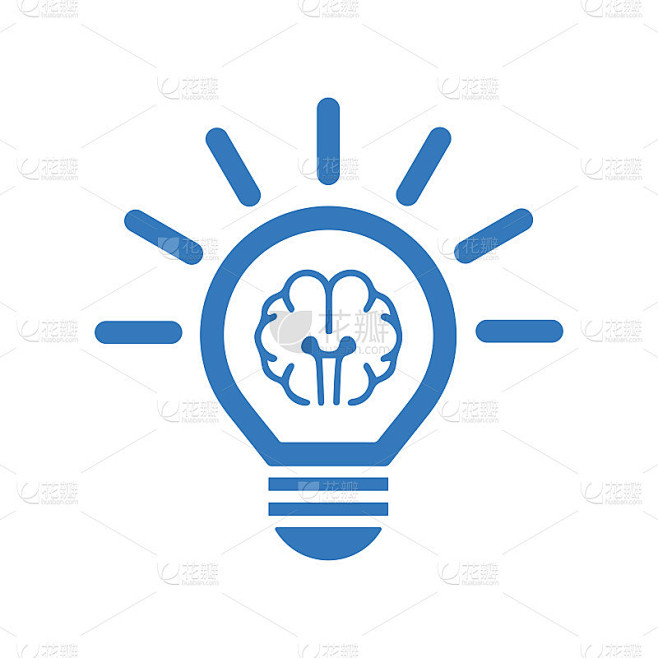 创意，聪明的想法图标/蓝色矢量