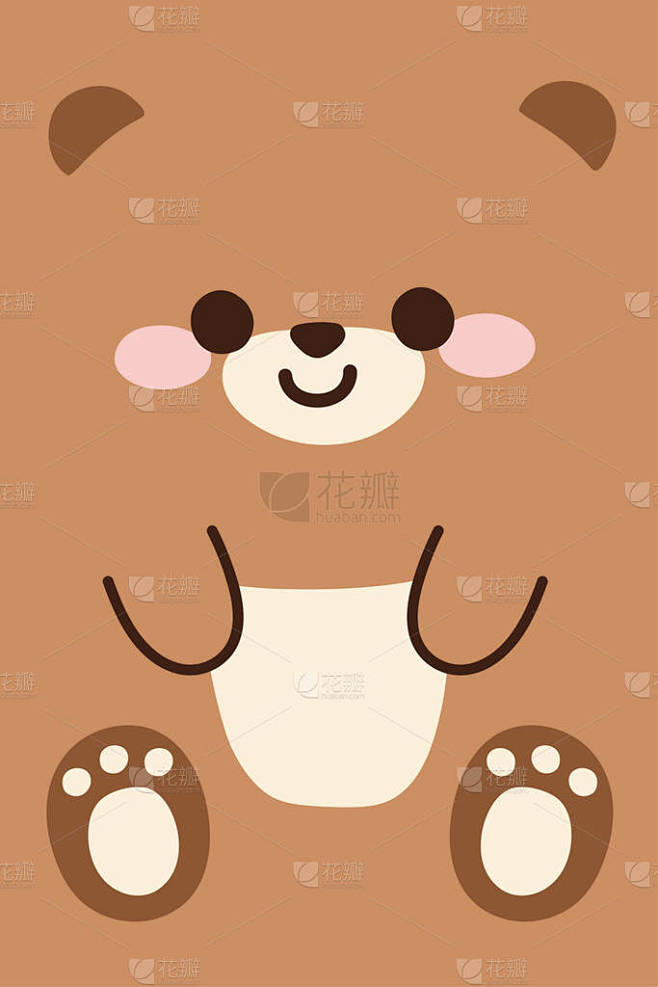 Cute little face bear flat cartoon.Animal characte