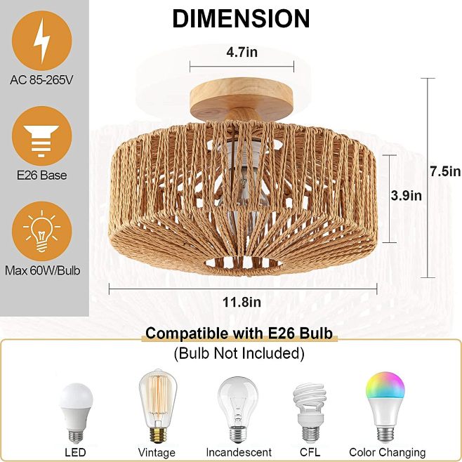 Zswanbei Boho Light Fixtures Ceiling Lamp Flush Mount Mini Chandelier ...
