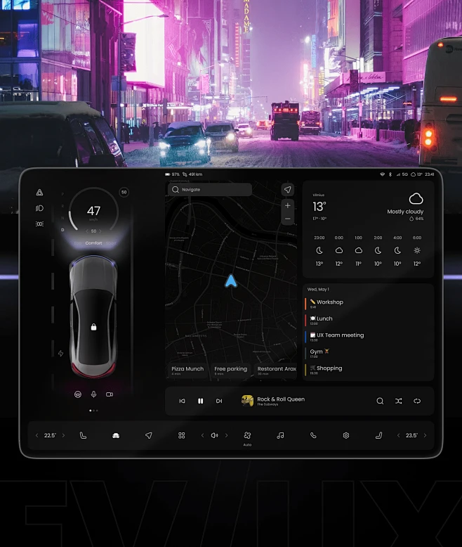 car interface Car UI ev ui hmi automative car UI ux car dashboard ...