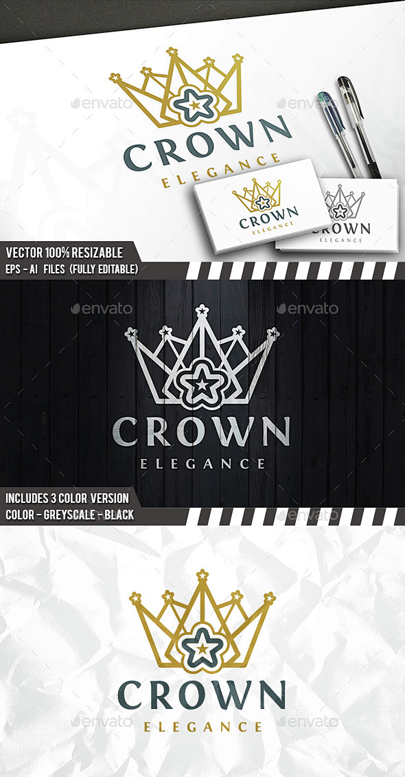 明星皇冠标志——符号标志模板Star Crown Logo - Symbols Logo Templates机构、服装品牌、城堡、清洁艺术 ...