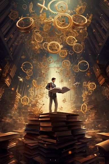 with magic magic surrounding the person standing on the book, Work ...