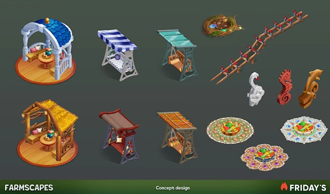 Concept design. Props and environments for Farmscapes project.-花瓣网