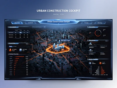 Urban Cockpit x FUI 3d c4d city dark mode data data visualization design fui hud interface ...