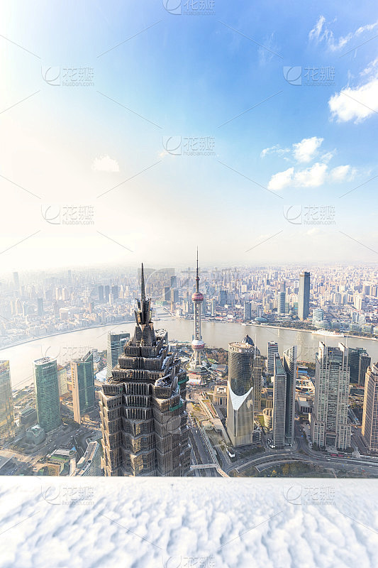 中国上海陆家嘴金融区鸟瞰图