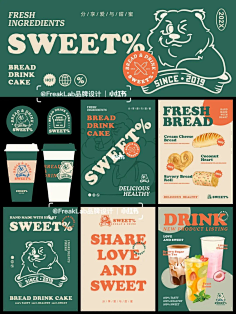 品牌设计-花瓣网|陪你做生活的设计师 | 计vi : ! SWEET %面包烘焙店饮品店设计 坐标美国 整体风格为美式复古表达 但有又考虑到 ...