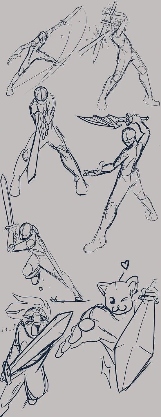 Dynamic sword poses by Master-sweez-花瓣网