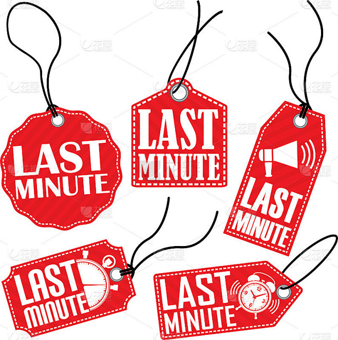 Last minute red tag set, vector illustration