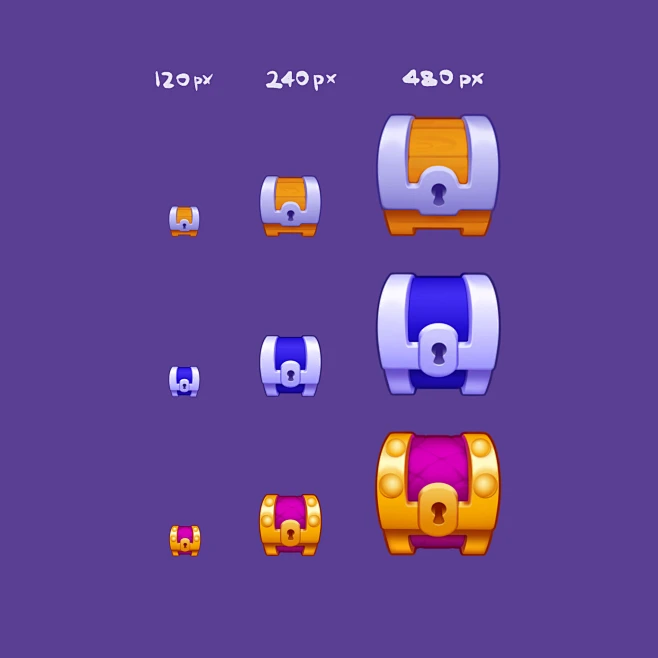 icons for match-3 (ice cream, chest)-花瓣网