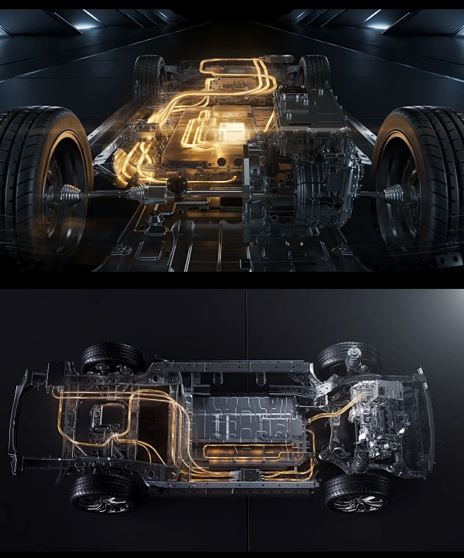 3D c4d car CG huawei motion design New Energy octane visualization-花瓣网