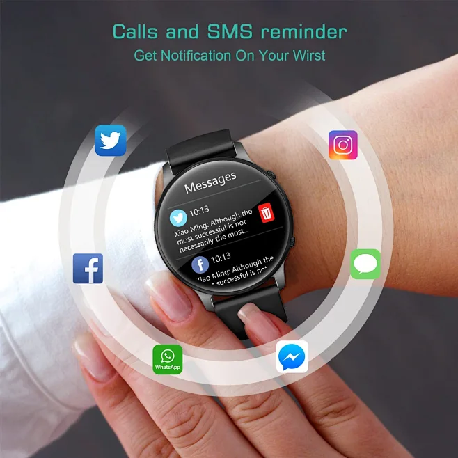 Round Face Smart Watches for Men Women, 1.28" HD LCD Smart Watch iPhone ...