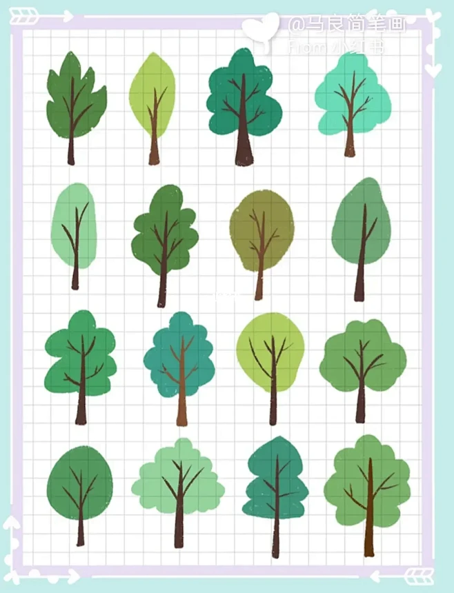 简笔画|各种各样小树的画法零基础手帐素材-花瓣网