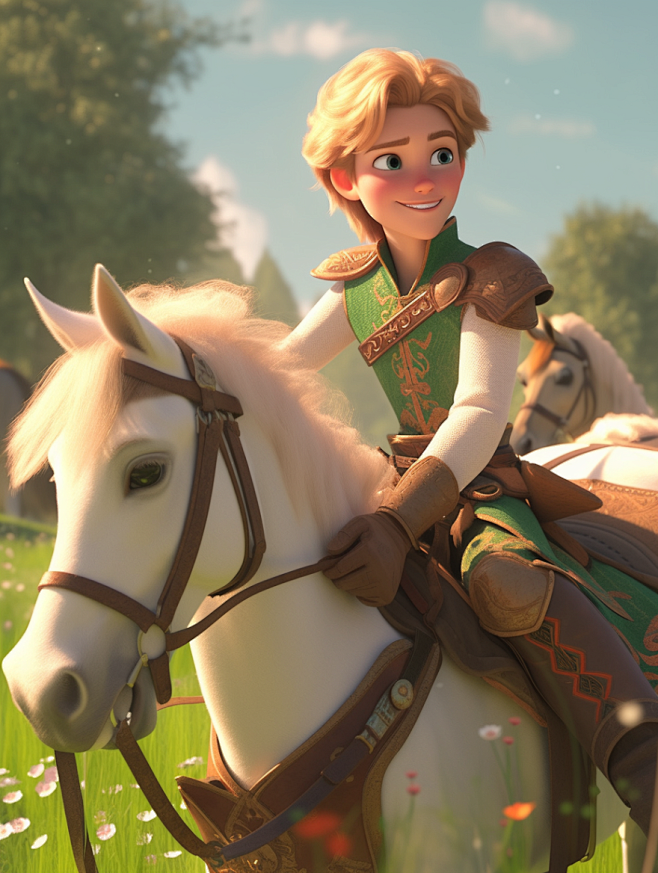liusuifeng_A_handsome_prince_riding_a_horse_on_the_grass_Pixar ...