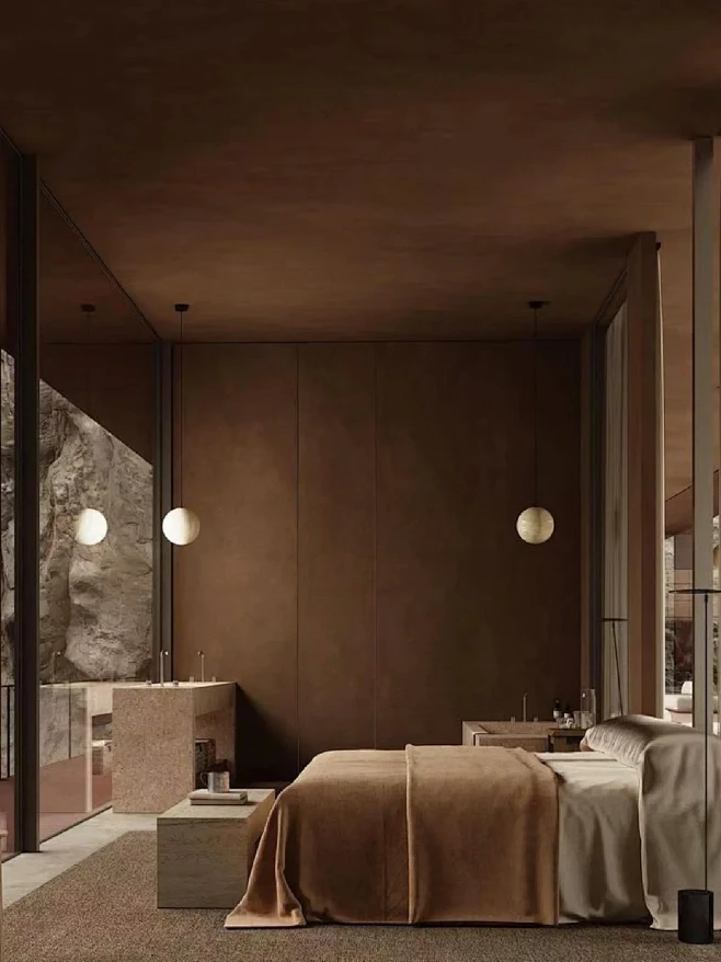 美拉德色系SPA+养生会所｜老钱风极简看不腻-花瓣网