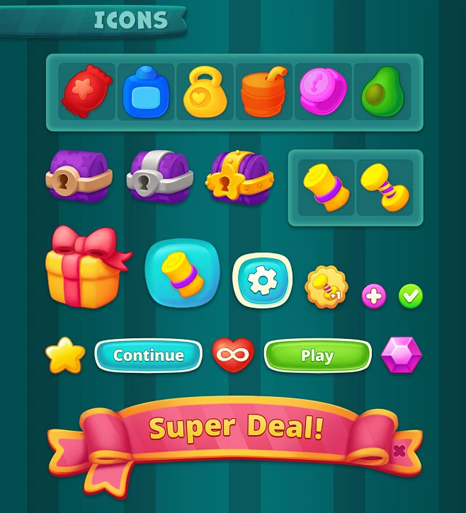 2D casual casual game CG Game Art game ui GUI Icon match3 sport-花瓣网