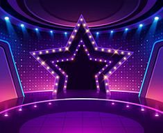 其中包括图片：Premium Vector | Star music stage with lighting game background