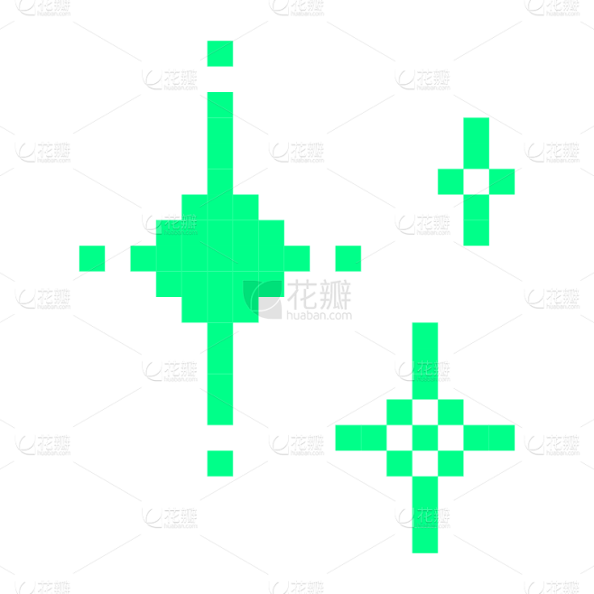 Green Stars Pixel Sticker