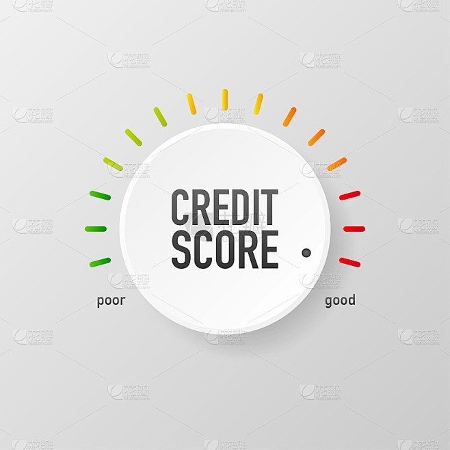 Credit score button pointing low and high. Vector