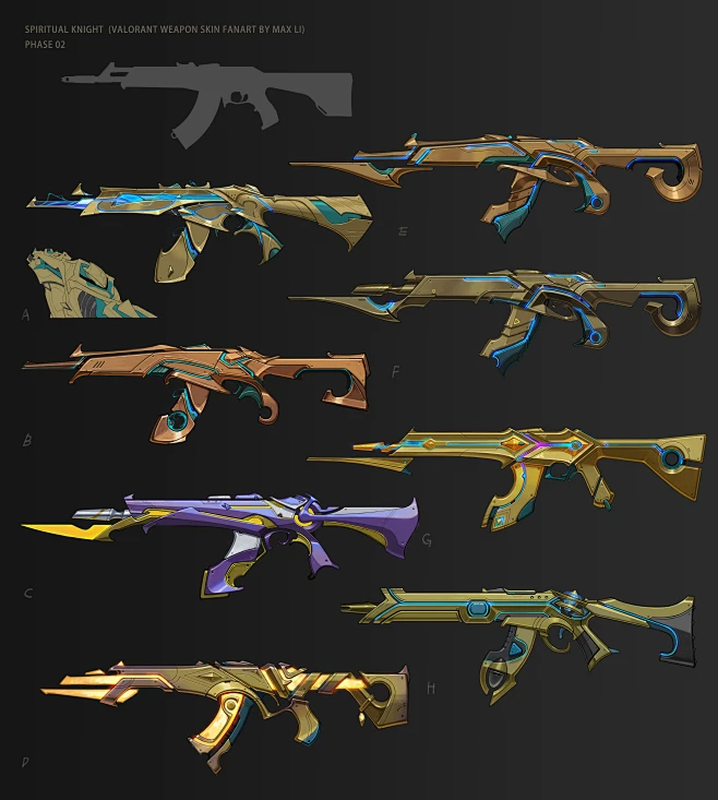Personal fanart of valorant weapon skins (spiritual knight theme) -花瓣网