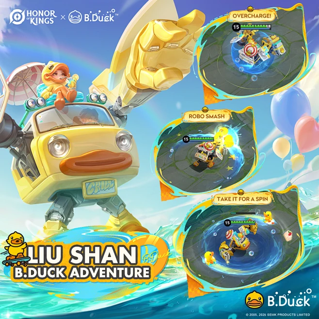 可能是包含下列内容的图片：‎玩具和‎上面的文字是“‎HONOR "KINGS X B.Duck OVERCHARGE! ERCHAR 15 سسس 이 라에 ROBO ROBOSMASH ...